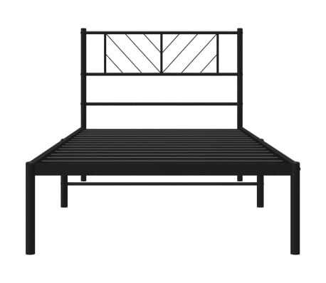vidaXL Cadru pat metalic cu tăblie, negru, 90x200 cm | vidaXL.ro