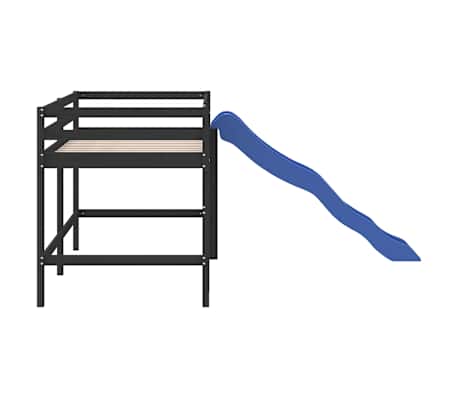 vidaXL højseng med rutsjebane 80x200 cm massivt fyrretræ sort | vidaXL.dk