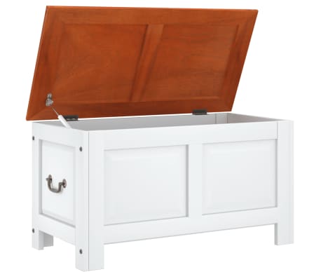 vidaXL Storage Chest with Lid Brown and White Solid Wood Acacia ...