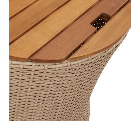 vidaXL Garden Side Tables 2 pcs with Wooden Top Beige Poly Rattan ...
