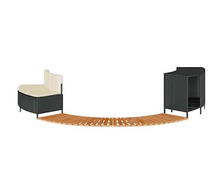 vidaXL Whirlpool-Umrandung Schwarz Poly-Rattan und Massivholz Akazie im ...