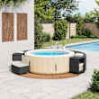 vidaXL Whirlpool-Umrandung Schwarz Poly-Rattan und Massivholz Akazie im ...