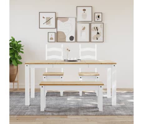vidaXL Dining Table Panama White 160x80x75 cm Solid Wood Pine | vidaXL.ie