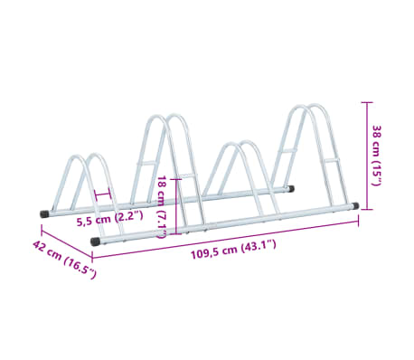 vidaXL Bicycle Stand for 4 Bikes Floor Freestanding Galvanised Steel ...