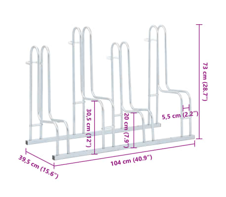 vidaXL cykelstativ til 4 cykler fritstående galvaniseret stål | vidaXL.dk