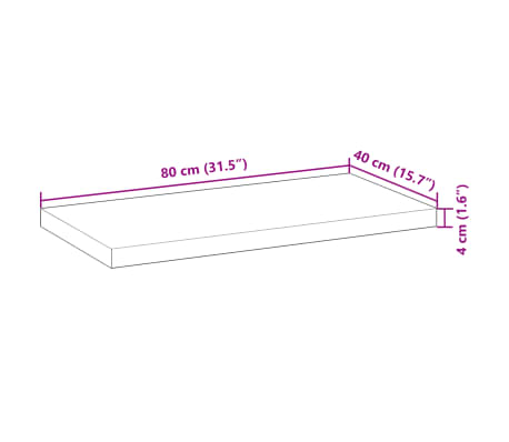 vidaXL Table Top 80x40x4 cm Rectangular Solid Wood Acacia | vidaXL.co.uk