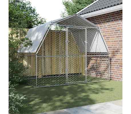 vidaXL Chicken Cage with Roof and Door Silver Galvanised Steel | vidaXL ...