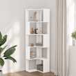 vidaXL Corner Bookcase 5-Tier White 50x50x179 cm Engineered Wood ...