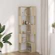 vidaXL Corner Bookcase 5-Tier White 50x50x179 cm Engineered Wood ...